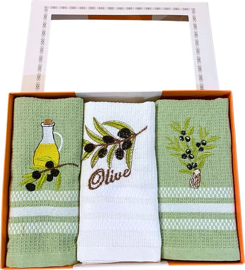 Utěrky na nádobí vaflové Olive 3ks 40x60cm TiaHome