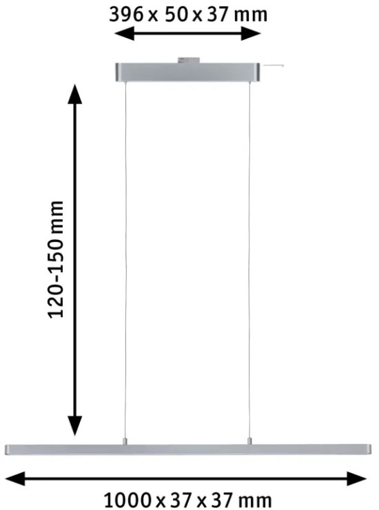 Paulmann 95375 Lento, matně chromové lineární svítidlo se svícením nahoru-dolu pro Urail, 42W LED 2700K stmívatelné, délka 100cm