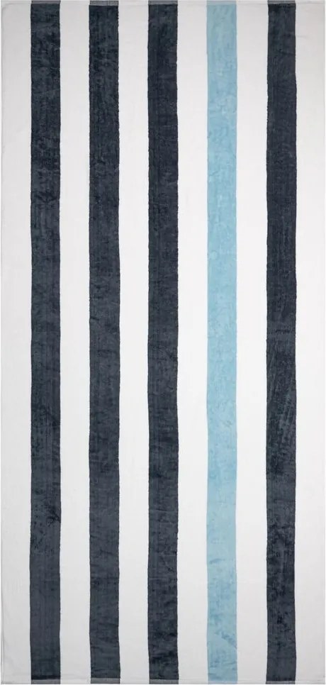 The One Towelling® Pruhovaná plážová osuška - Antracit / světle modrá