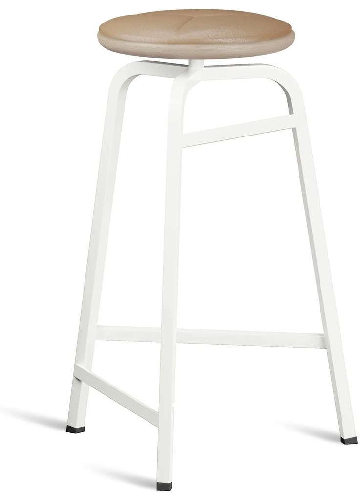 NORTHERN Barová židle Treble Stool, White / Light Oak, Leather