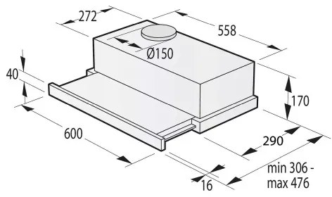 MORA Vestavný odsavač par výsuvný model OT 692 XGB 740506