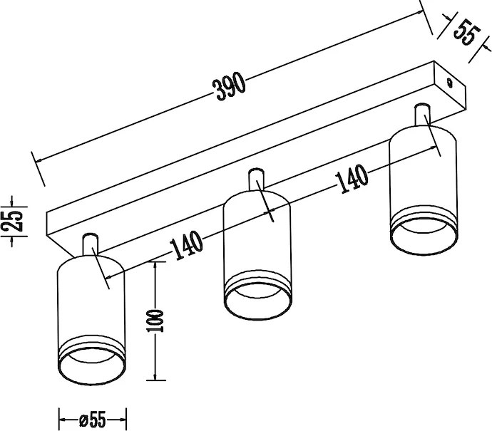 Bodové svítidlo Pipe Ring, 3x černé kovové stínítko, b