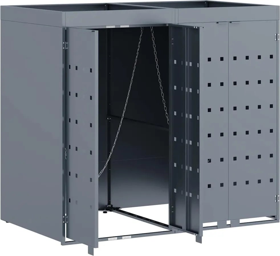 Úložný box na 2 popelnice Světle šedá 136 x 77,5 x 121,5 cm 3394748