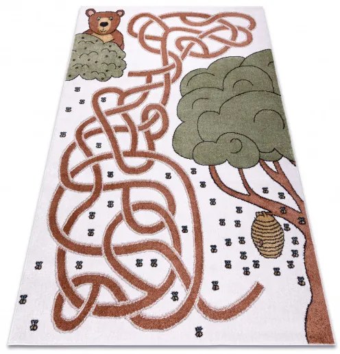 Dywany Łuszczów, Dětský kusový koberec Fun Honey with Bear cream, 120x170, hnědá, dětský pokoj