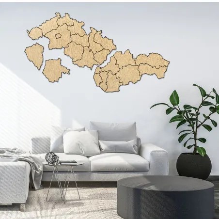 Velká dřevěná mapa Slovenska a České republiky | SENTOP M011