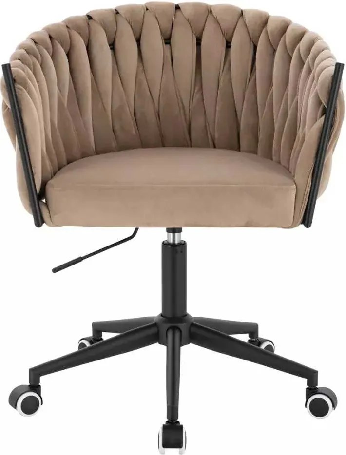 LuxuryForm DESIGN Otočná židle NORDEN VELUR na černé podstavě s kolečky - latte