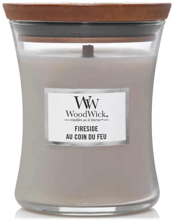 WoodWick – svíčka Fireside (Oheň v krbu) Velikost: střední 275 g