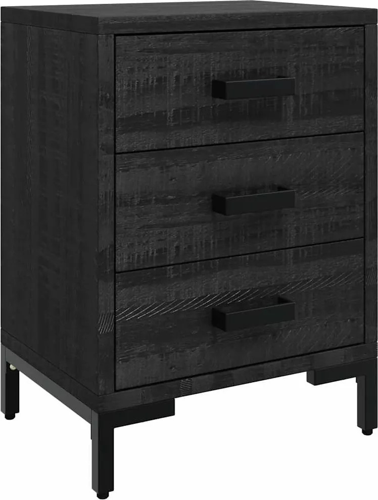 Noční stolky 2 ks černé 40x30x55 cm masivní borové dřevo 3120341