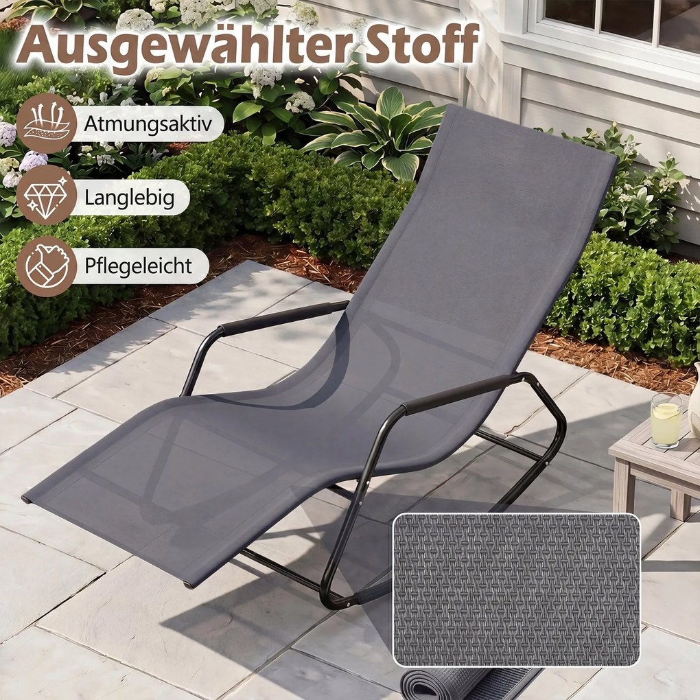 Costway Zahradní lehátko odolné proti povětrnostním vlivům ergonomické – šedá