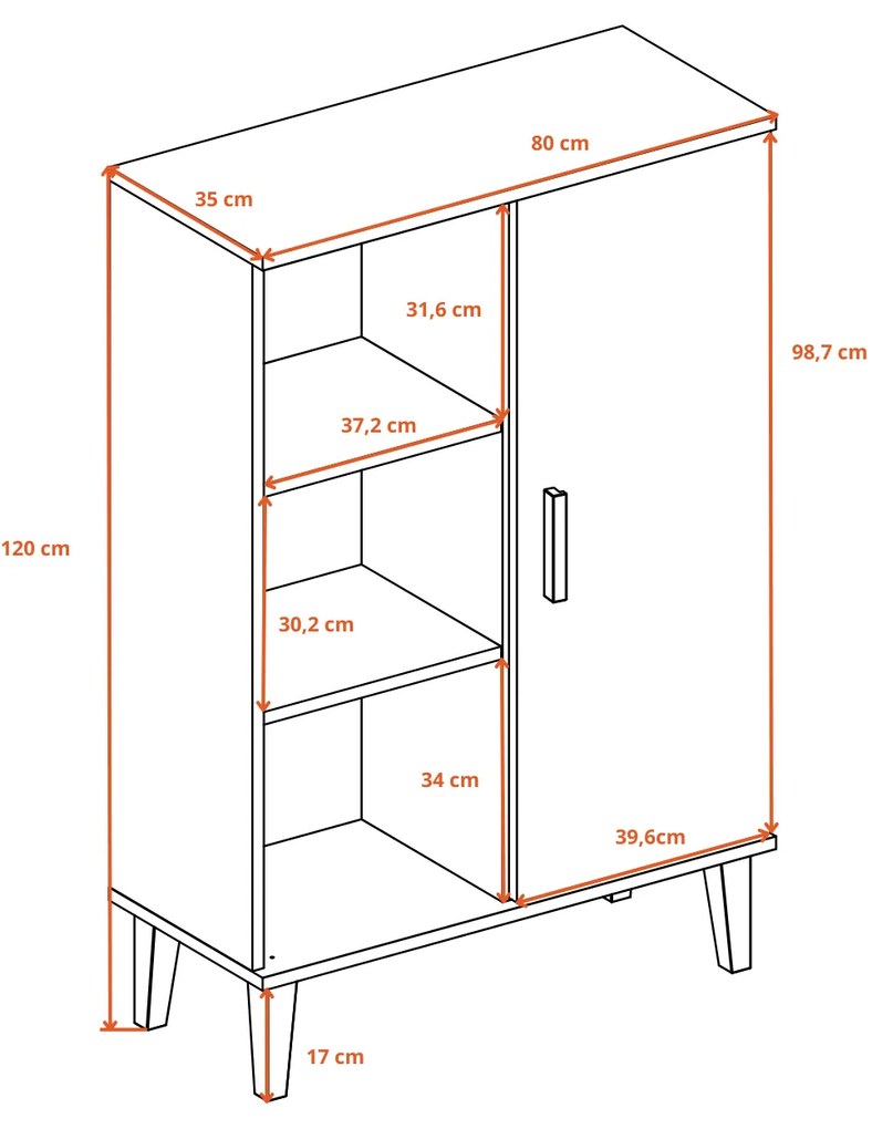 Vitrína DENVER 120 cm šedý/dub hickory