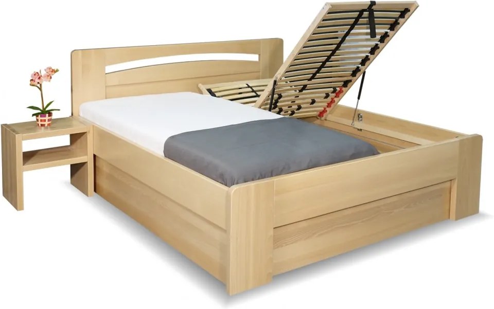Zvýšená postel s úložným prostorem Riči, , masiv buk , 180x200 cm