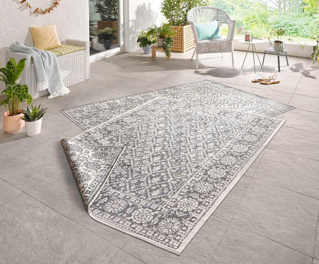 NORTHRUGS - Hanse Home koberce Kusový koberec Twin-Wendeteppiche 103116 grau creme – na ven i na doma - 80x350 cm