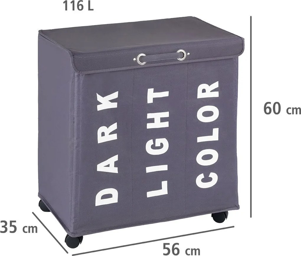 Kontejner na špinavé prádlo TRIVO GREY - až 116 l, WENKO