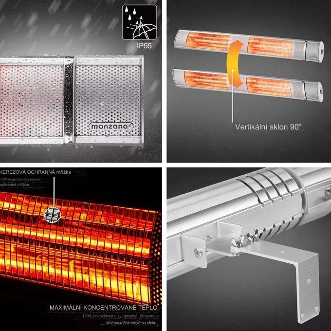 Deuba Sálavý ohřívač 3000 W - stříbrný