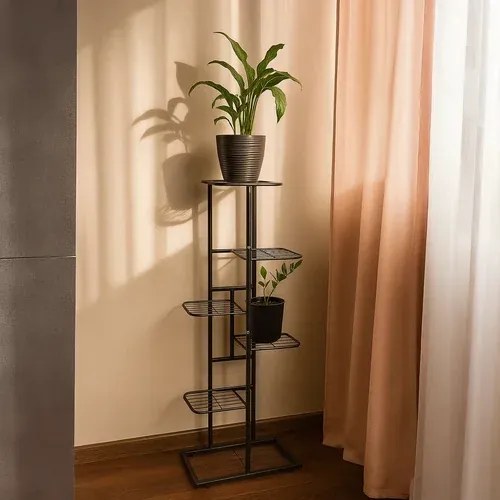 Stojan na květiny Ruhhy - 106 cm - 6 polic - černý