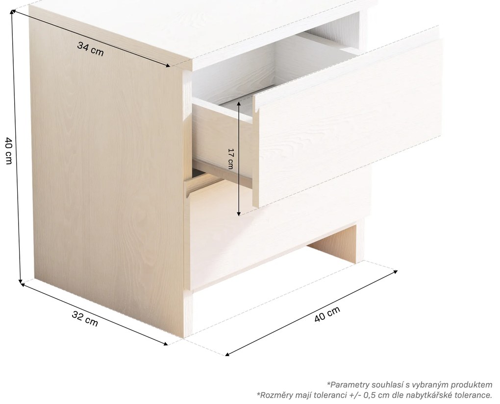 PCZ Noční stolek z masivního dřeva ELA 31 Lak dřeva: Borovice (přírodní)