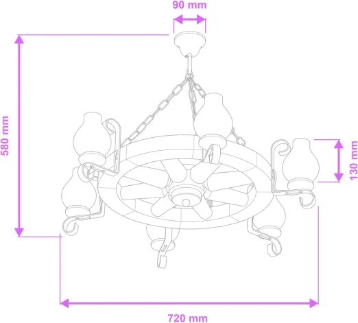 Brilagi - Lustr na řetězu ROATA 6xE14/40W/230V pr. 70 cm buk/ořech
