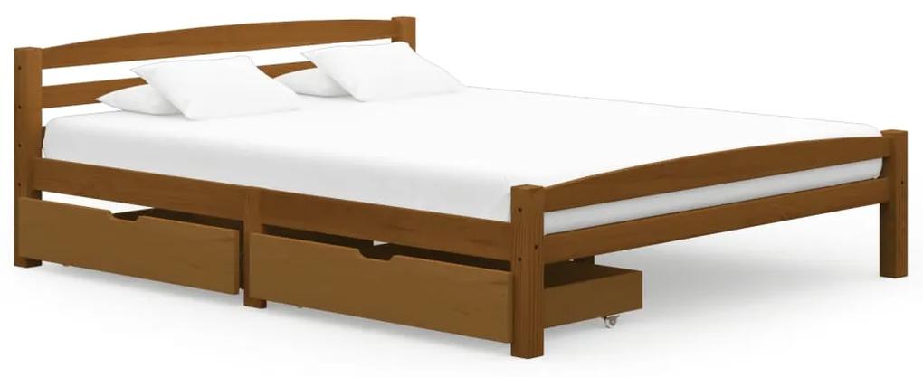 3060577 vidaXL Rám postele 2 zásuvky medově hnědý masivní borovice 160x200 cm