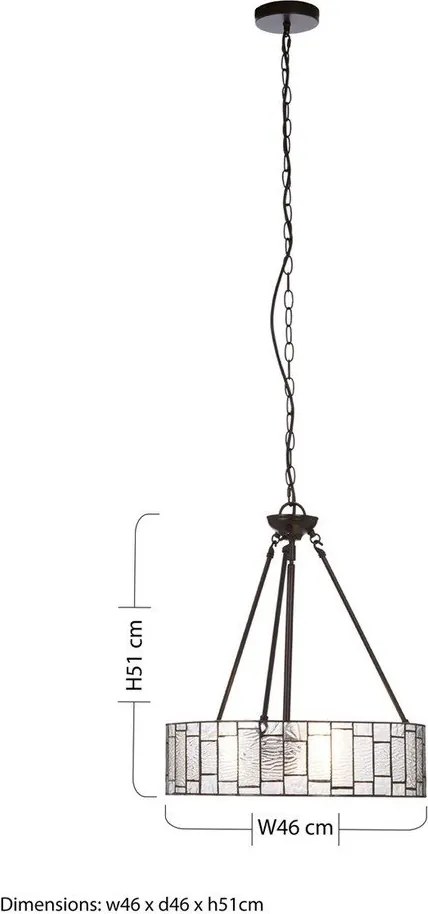 Kovové závěsné svítidlo se skleněným stínidlem ø 46 cm Waldorf – Premier Housewares