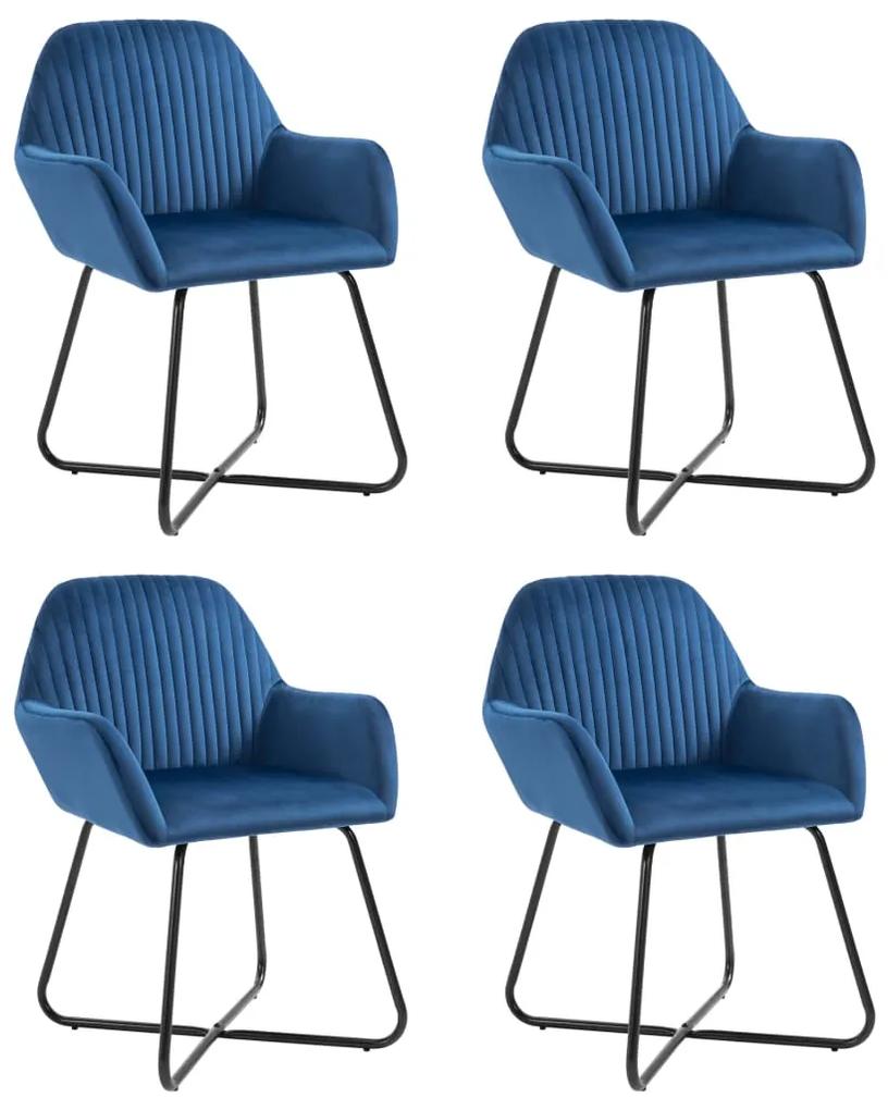 277005 vidaXL Jídelní židle 4 ks modré samet