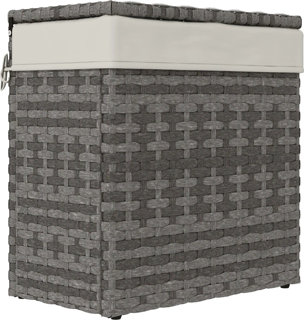 Zahradní box Outsunny z PE ratanu, venkovní úložná lavice s protiskluzovými nohami a voděodolnou podšívkou, 57x34x62cm, šedá a béžová | Aosom