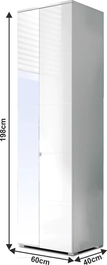 Skříň, bílá extra vysoký lesk, SPACE
