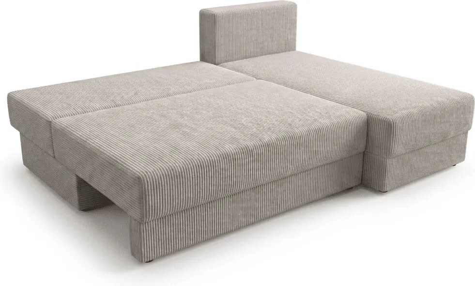 Rozkládací oboustranná sedací souprava do L TAVERO SLIM 201x140 cm, světle béžová