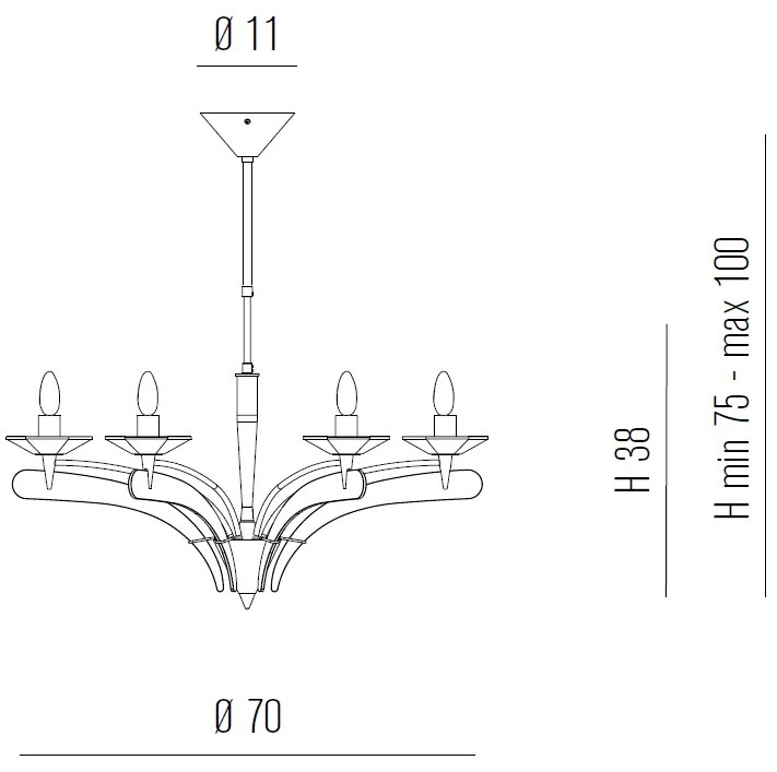 Metal Lux 197.166 Icaro, závěsné svítidlo 6xE14, chrom/křišťálové sklo, průměr 70cm