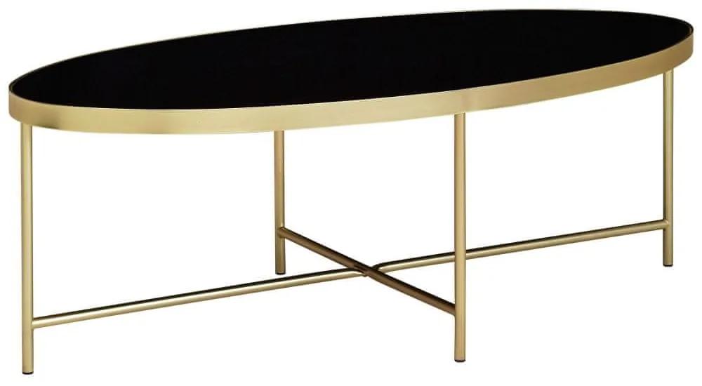 Bruxxi Konferenční stolek Olia, 110 cm, černá / zlatá