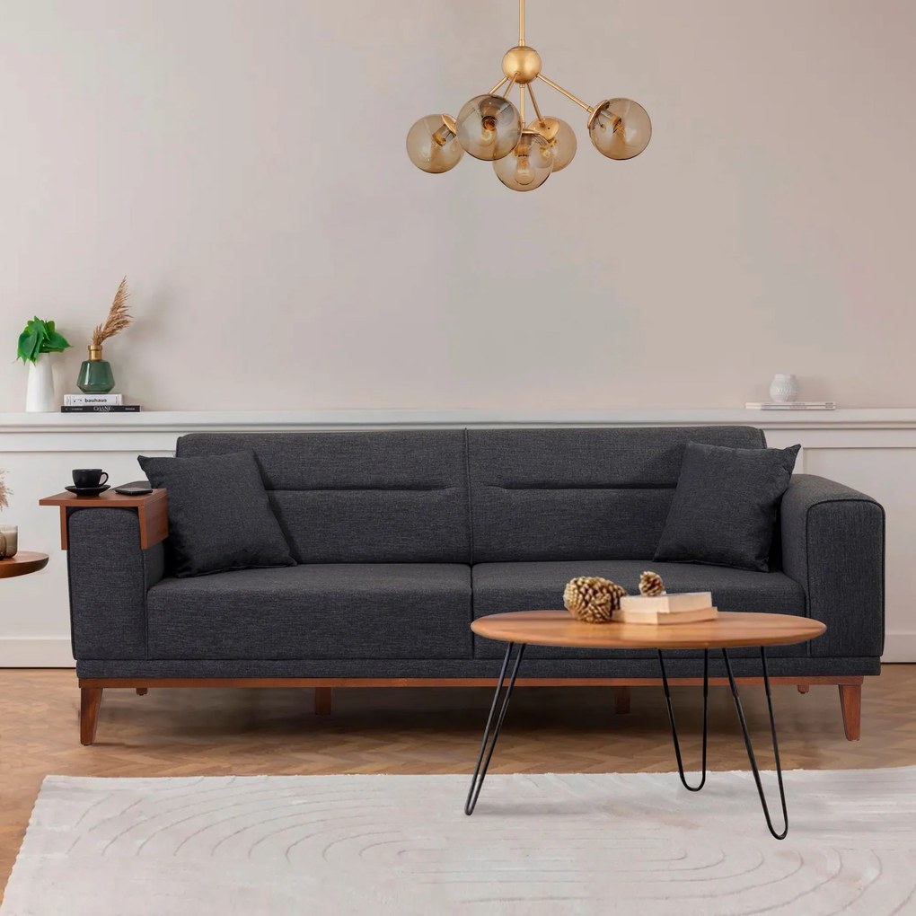 Hanah Home Pohovka LIONES s odkládacím stolkem antracitová 223 cm