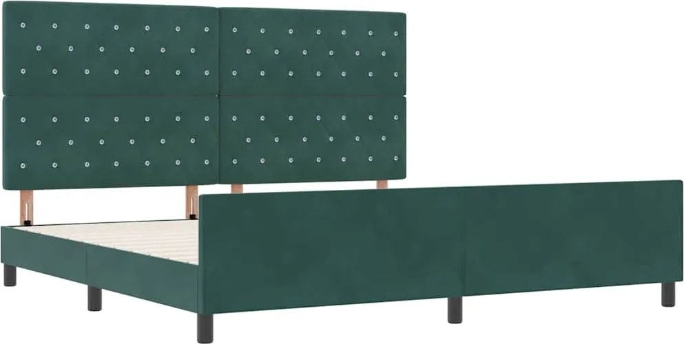 Postel s boxspringem s čelo Tmavě zelená 200 x 200 cm samet 3344900