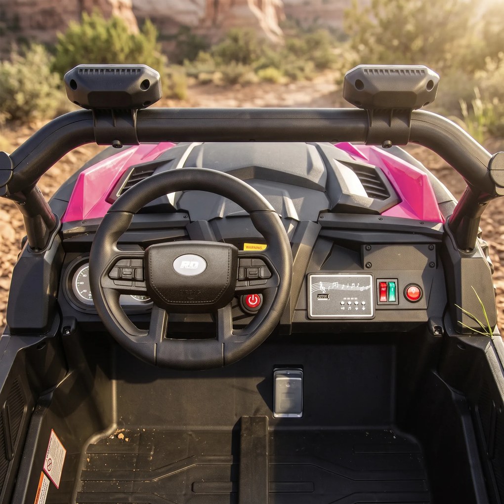 AIYAPLAY Dětské elektrické auto UTV pro dva, růžové