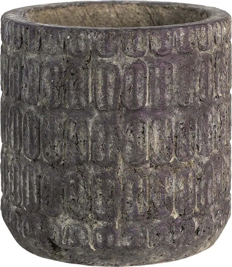 Fialový antik cementový obal na květináč se vzorem - Ø 20*20 cm