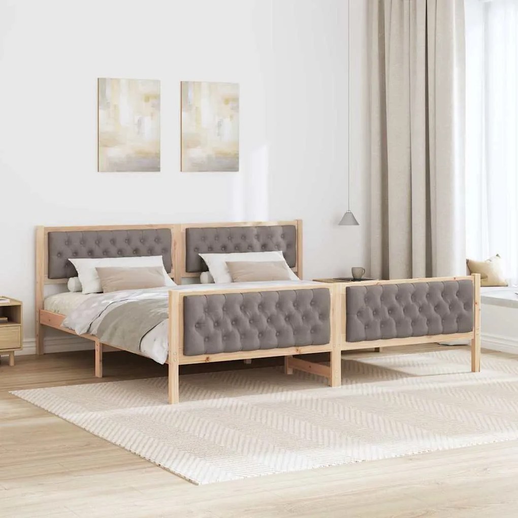 Rám postele s čelo Taupe 200 x 200 cm Masivní borové dřevo 3394271