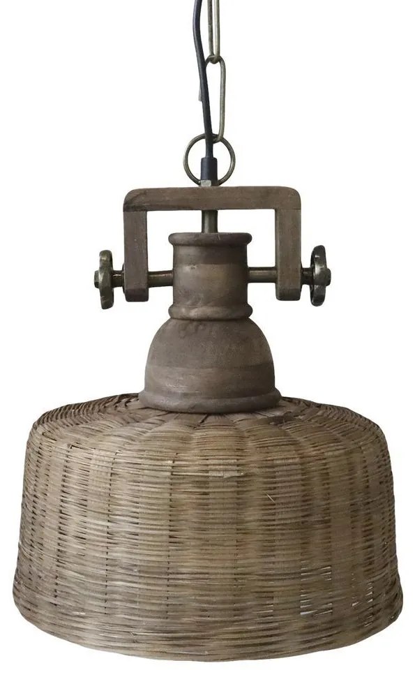 Přírodní dřevěné světlo s ratanovým stínidlem Roellie - Ø 31*33 cm/ E27/ 25W