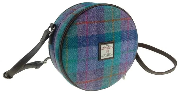Kabelka Bannock Harris Tweed - Green Purple Check