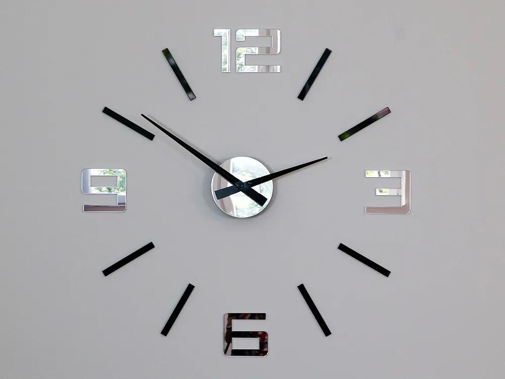 Moderní nástěnné hodiny SILVER XL BLACK-MIRROR HMCNH065-blackmirror