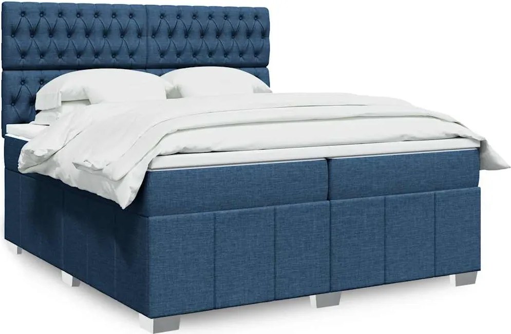 Box spring postel s matrací modrá 200x200 cm textil 3294088