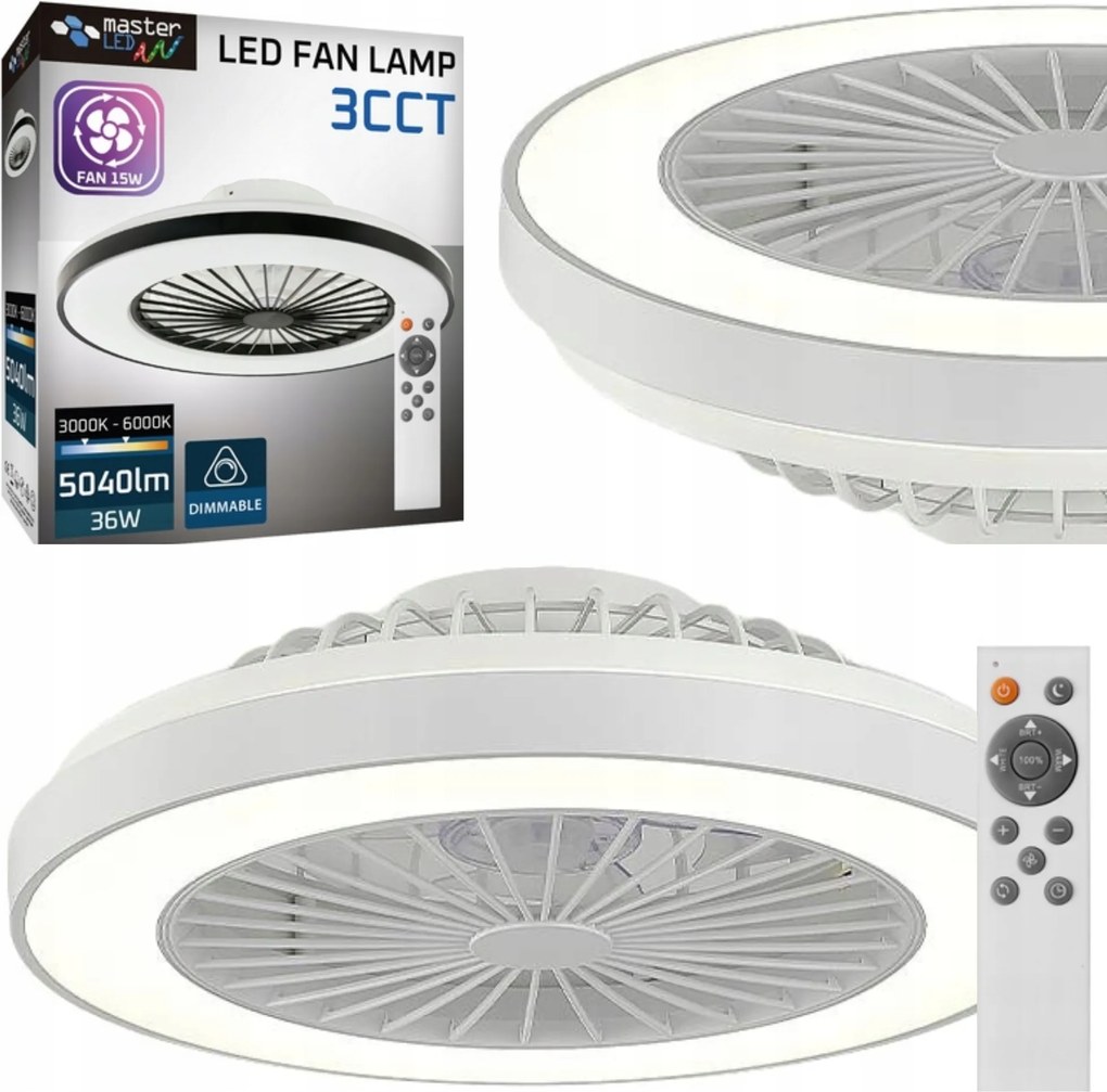 Stropní Svítidlo Stropní Ventilátor Větrák Lampa Led 50 cm Aplikace Bluetooth 3CCT