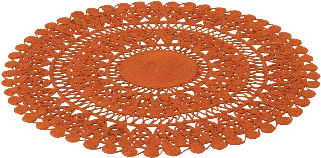Oranžový kulatý jutový koberec Oriental Mandal - Ø 120 cm