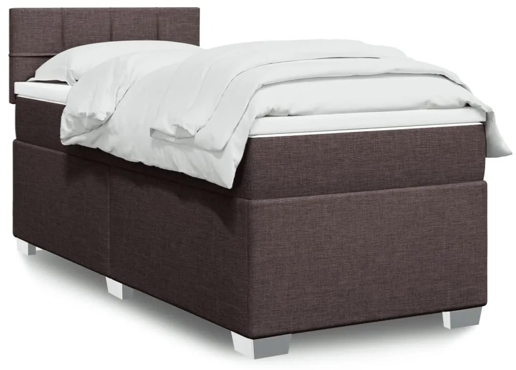 Box spring postel s matrací tmavě hnědá 90x200 cm textil