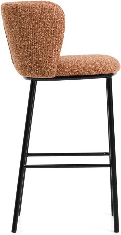 Čalouněná barová židle v terakotové barvě (výška sedáku 75 cm) Ciselia – Kave Home