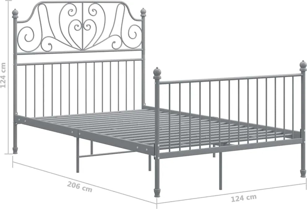 Rám postele šedý kov 120 x 200 cm 324849