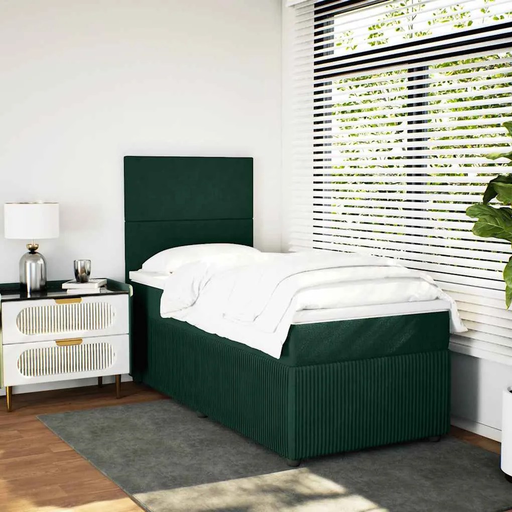 Box spring postel s matrací tmavě zelená 80 x 200 cm samet 3294487