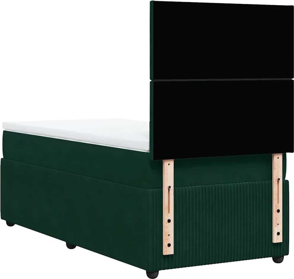 Box spring postel s matrací tmavě zelená 80 x 200 cm samet 3292187