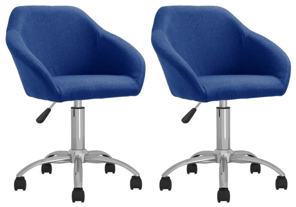 330502 vidaXL Otočné jídelní židle 2 ks modré textil