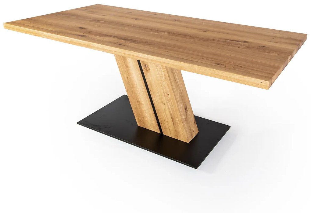 Stůl Stromboli černý pevný 180 x 90 cm dub průběžný rustik olej