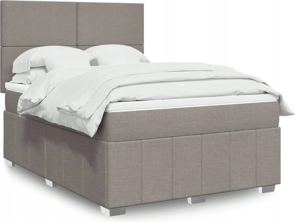 Box Spring Postel S Matrací Textil Taupe Hladký design 140 x 190 cm