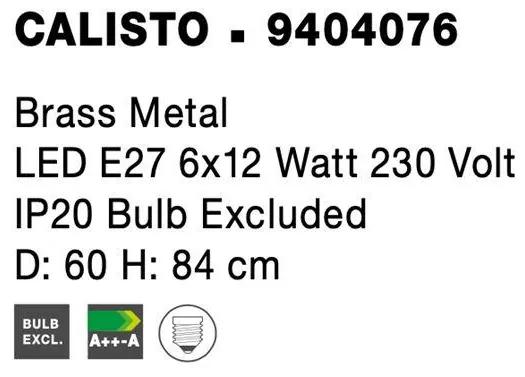 Nova Luce Stropní svítidlo CALISTO mosazný kov E27 6x12W