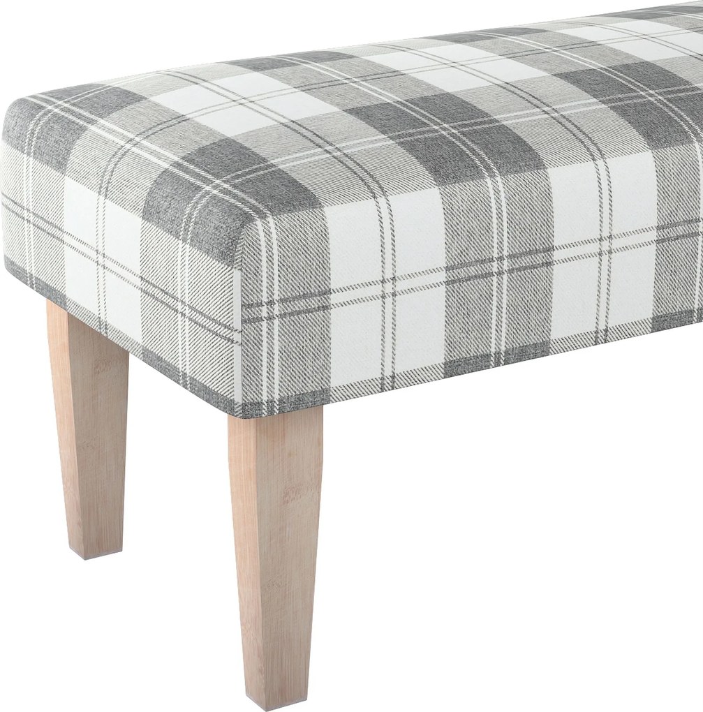 Dlouhá lavička 100x40cm barva šedá látka pletený vzor, vzorované